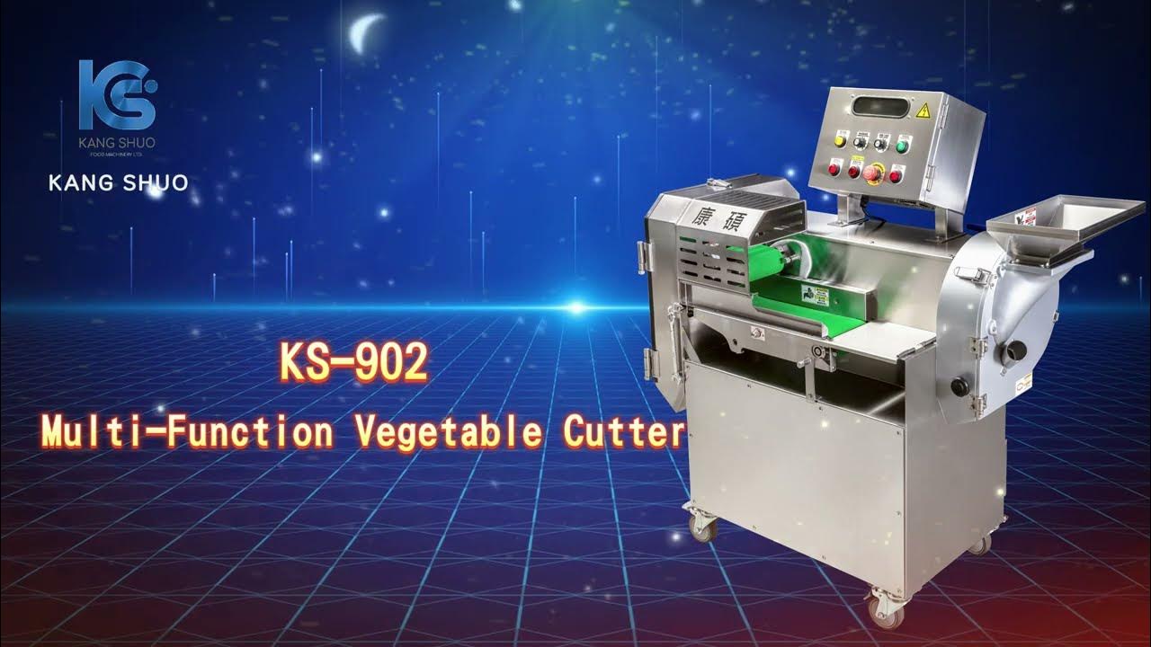 KS-902 Belt Discharged Multi-Function Vegetable Cutter slicing shredding dicing - YouTube