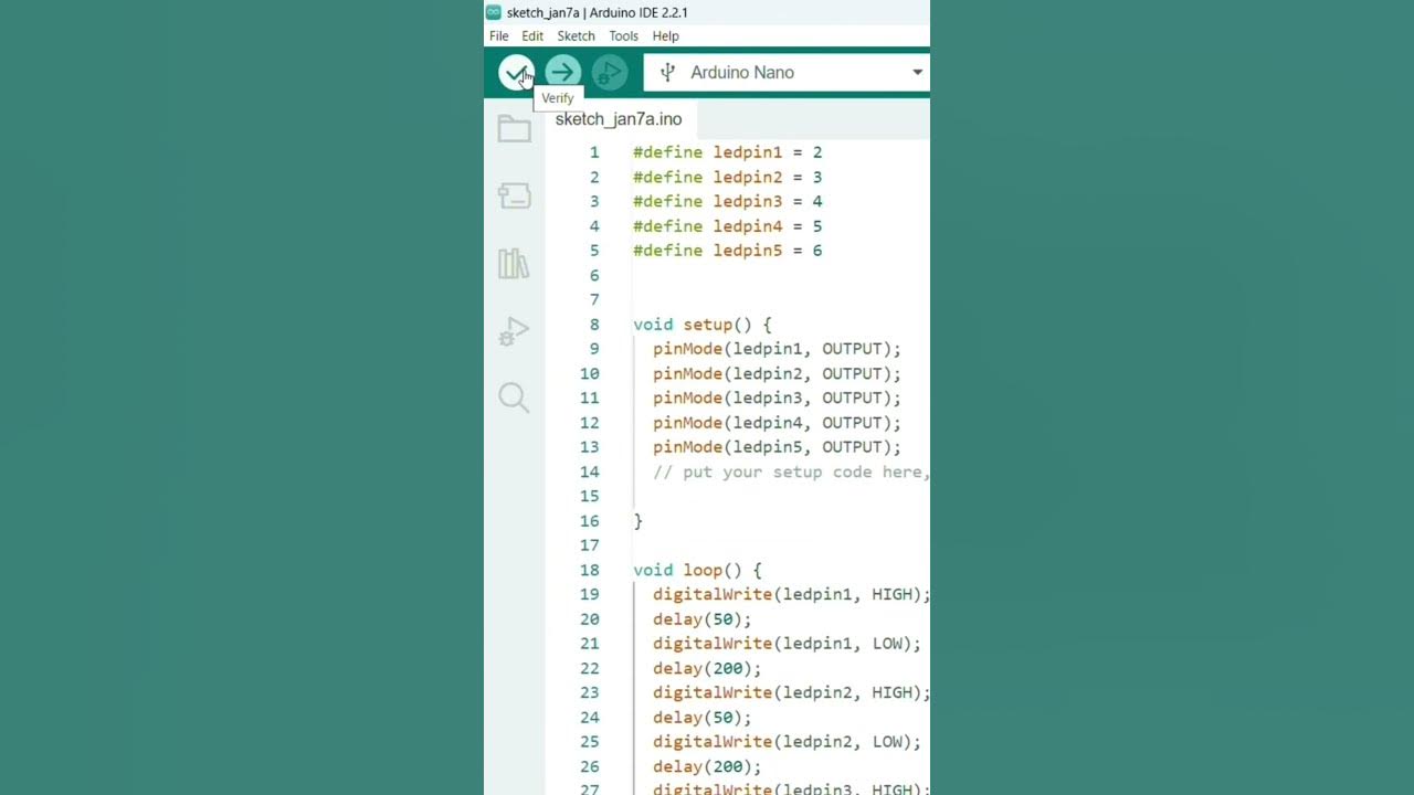Arduino board nano led chasing ,#coding #programming #ardiuno #tech ...