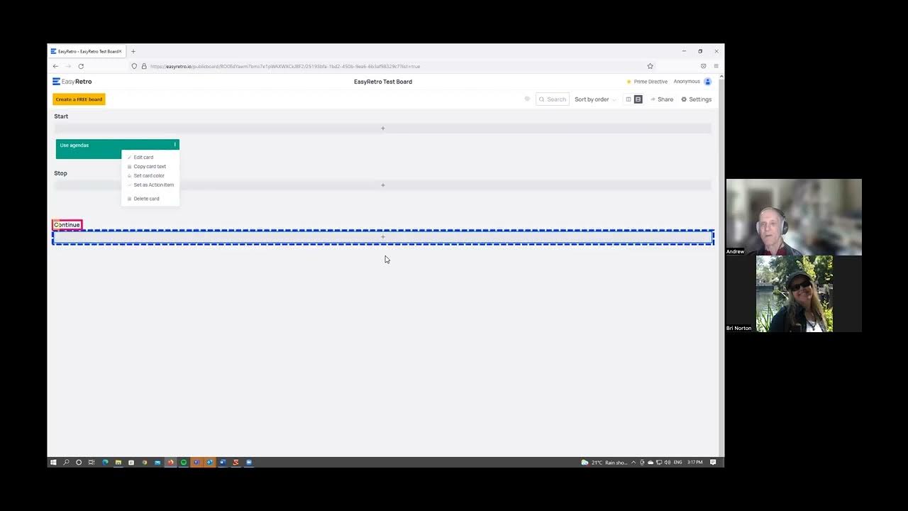 EasyRetro - demo use with a screen reader - round 2 - YouTube