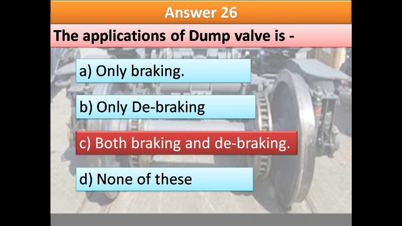 Quiz No 3 : Brake System of FIAT Bogie of LHB Passenger Coaches of ...