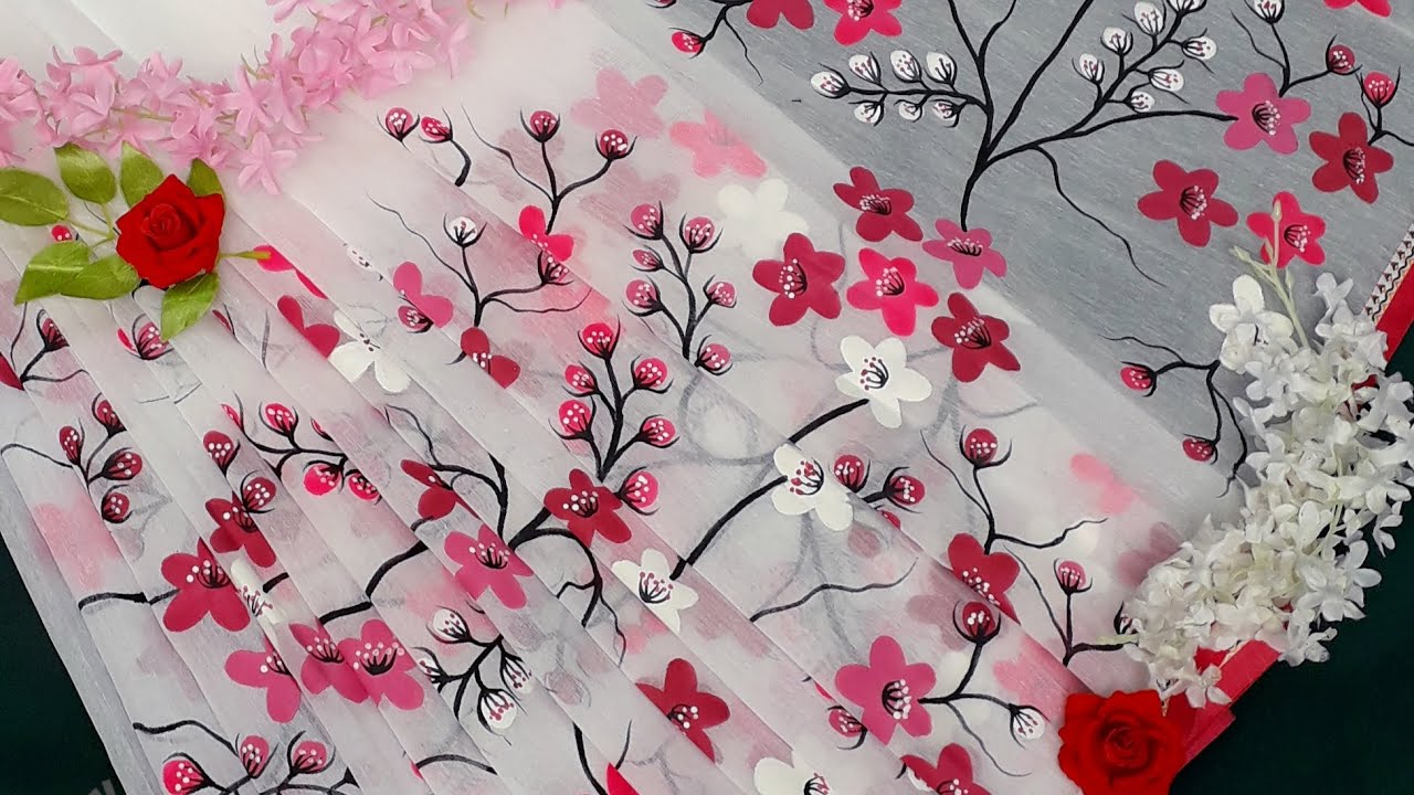 How to paint a saree| Fabric Painting Tutorial | Handpaint | - YouTube