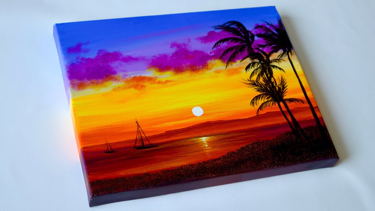 Beach Sunset Landscape Painting