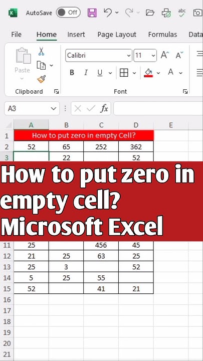 How to put zero in empty cell Microsoft Excel #exceltips #tutorial # ...