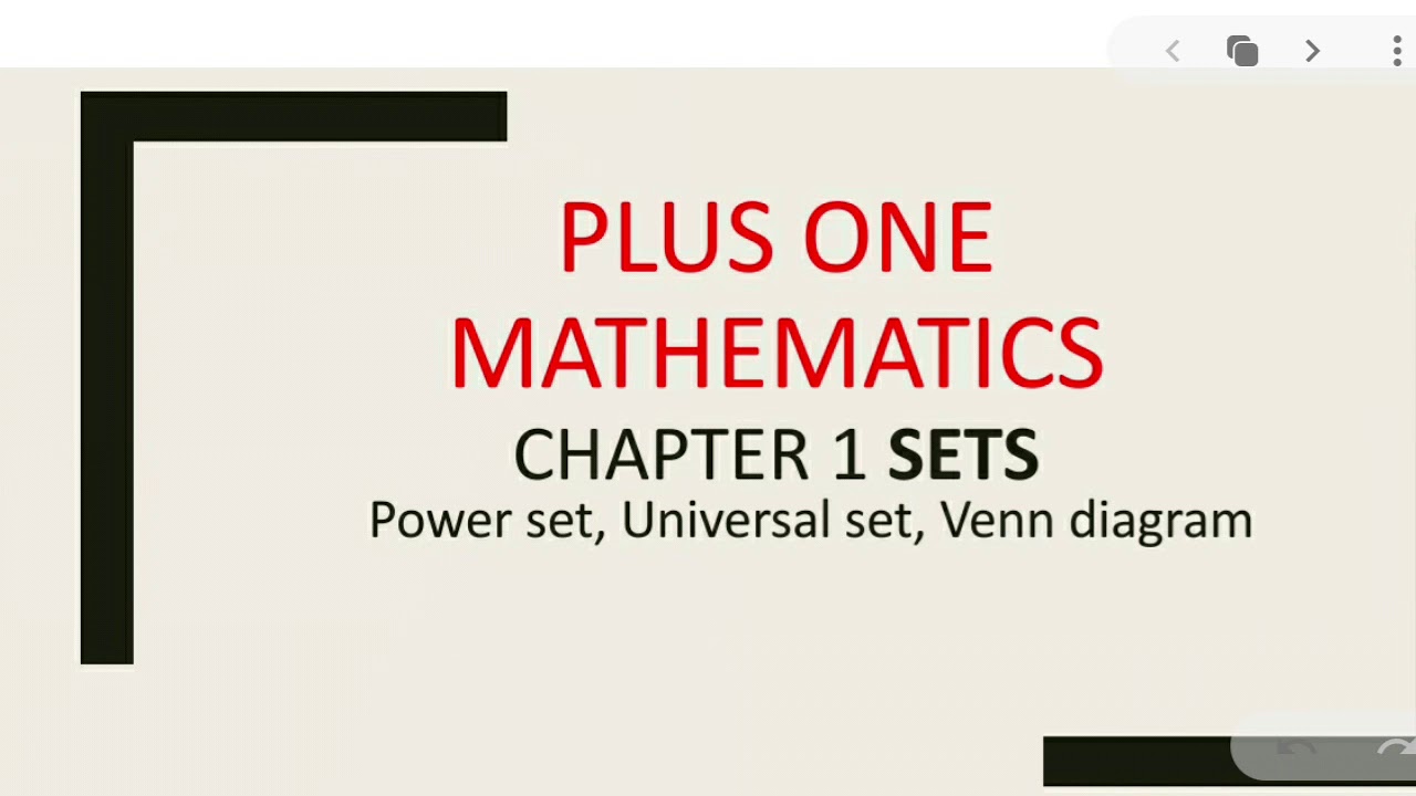 Plus one Mathematics Chapter 1 SETS CLASS 5 - YouTube