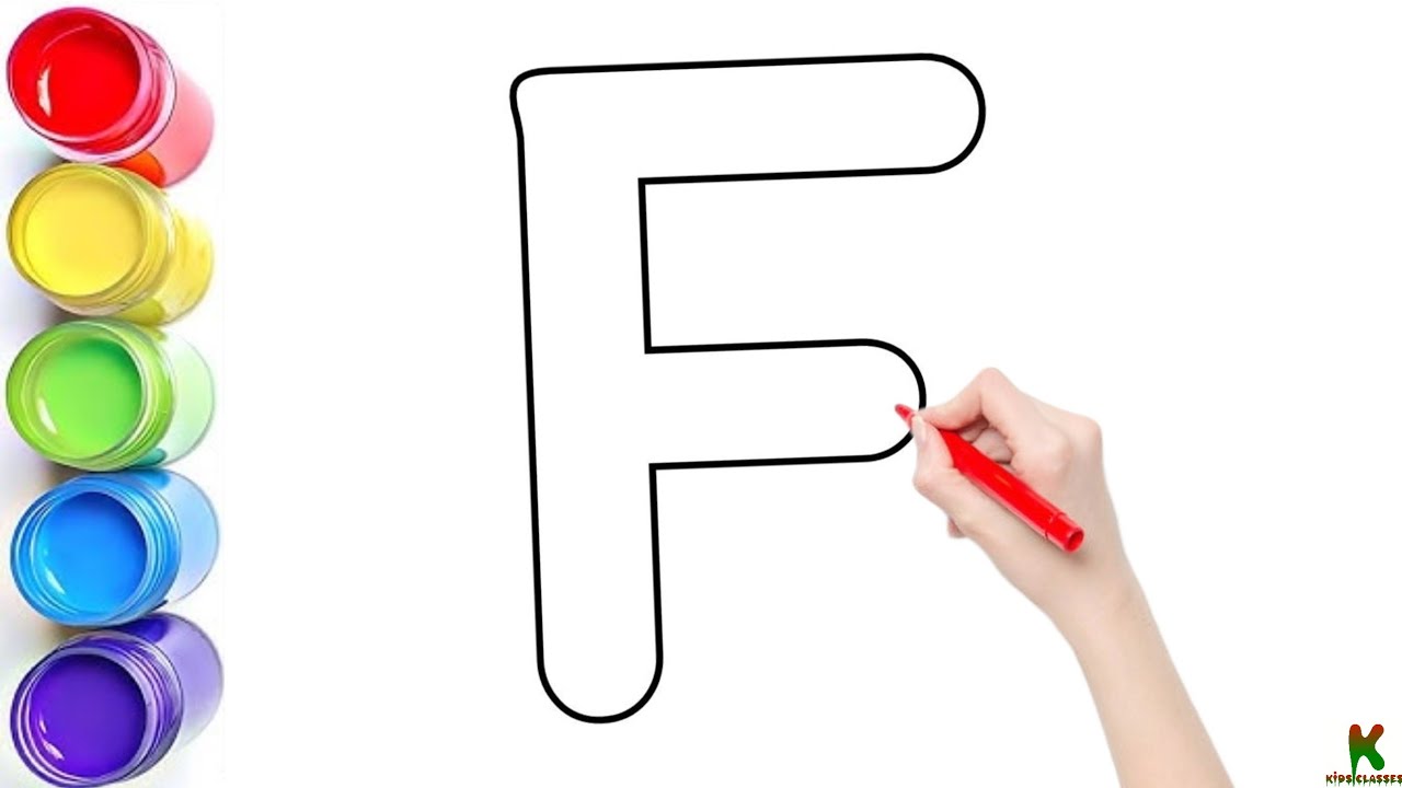 Letter F drawing for kids. how to write letter F in 2d for kids. abc ...