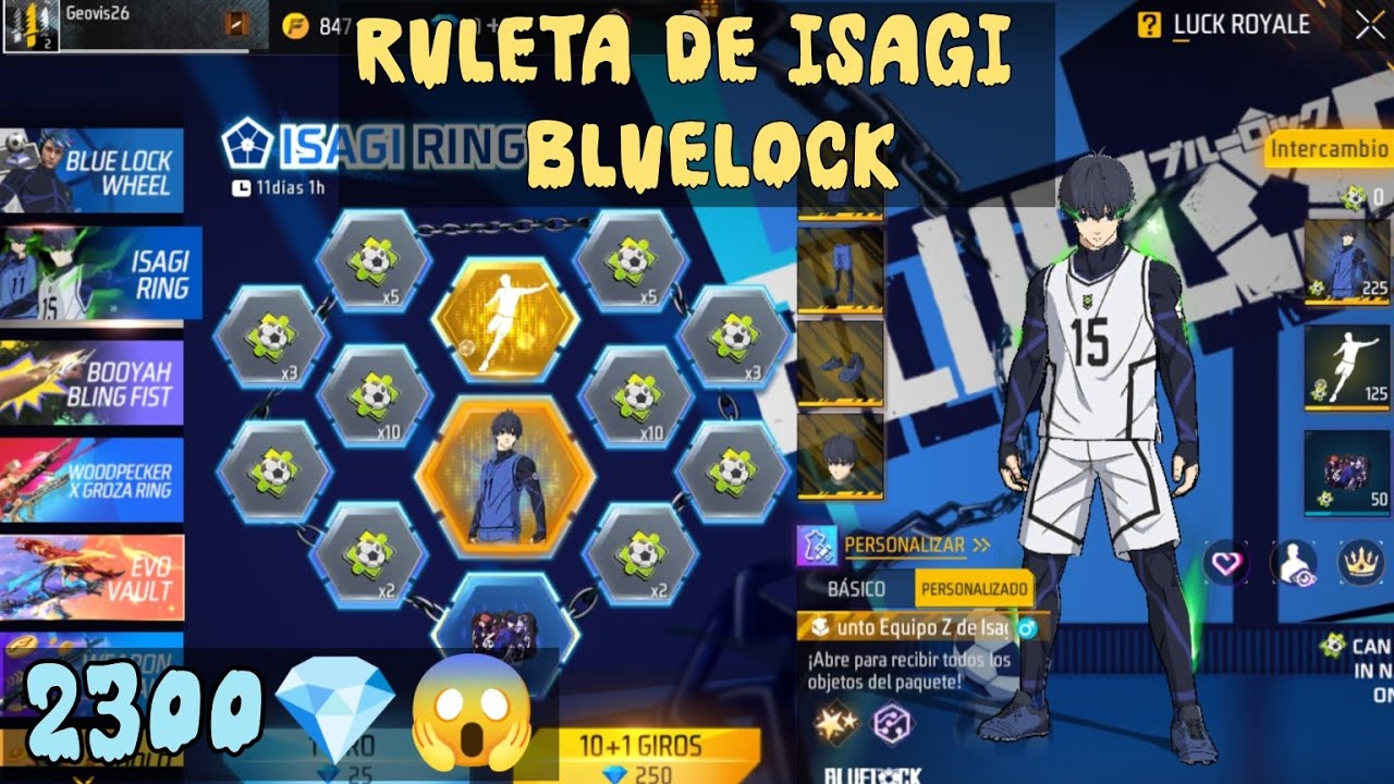 Así va llegar la RULETA DE ISAGI BLUELOCK a FREE FIRE 😀 - YouTube