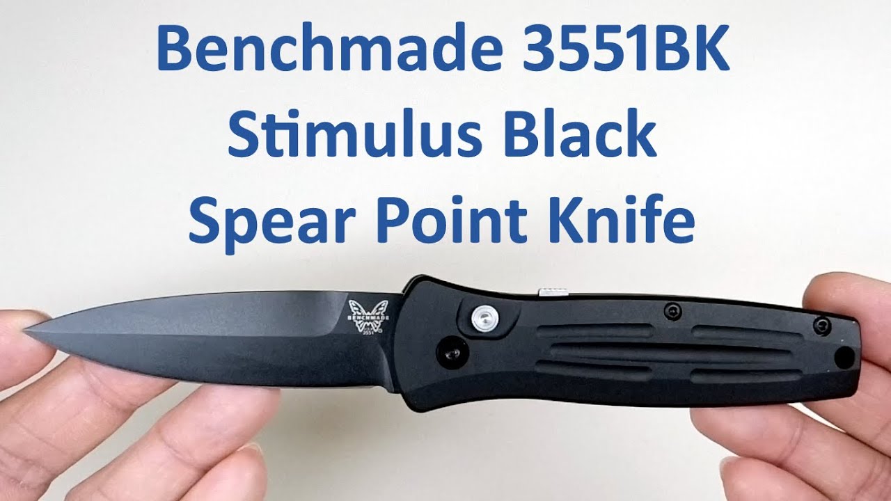 Benchmade 3551BK Stimulus Black Spear Point Knife - YouTube
