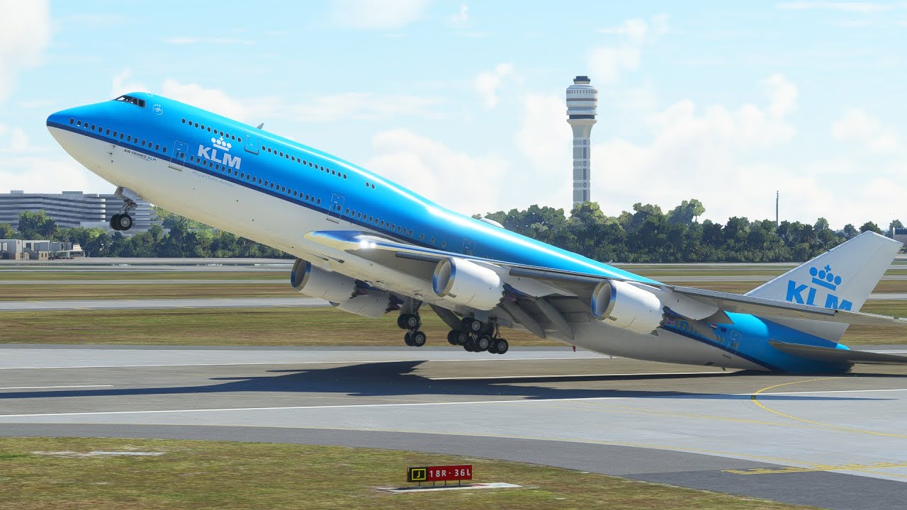 Smooth Landing KLM Boeing 747 at Orlando International Airport MFS2020 ...