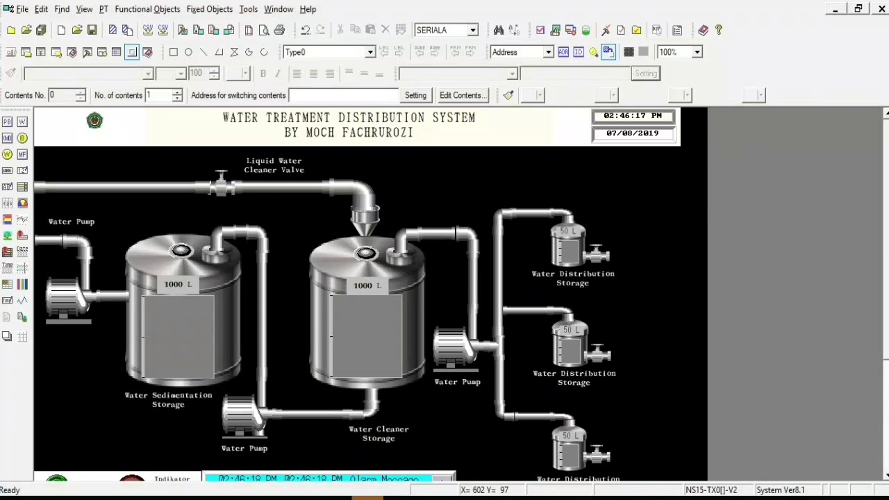 HMI WATER TREATMENT DISTRIBUTION SYSTEM MENGGUNAKAN CX-DESIGNER - YouTube