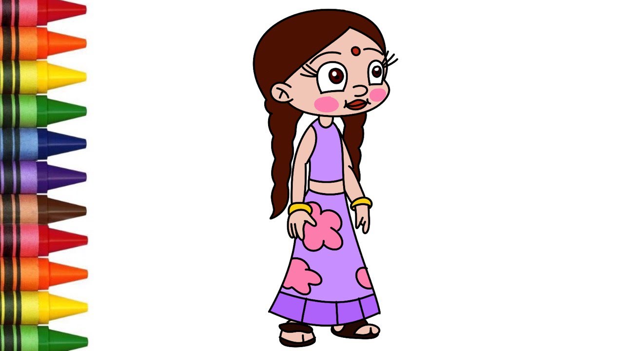 How to Draw Chutki from Chota Bheem Cartoon Easy for Kids | Cute Little ...