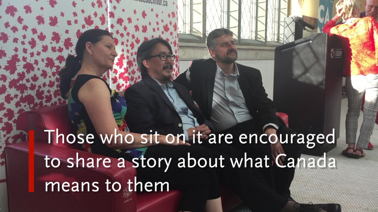 Red Couch Tour to collect stories of Canadians for Canada 150 - YouTube
