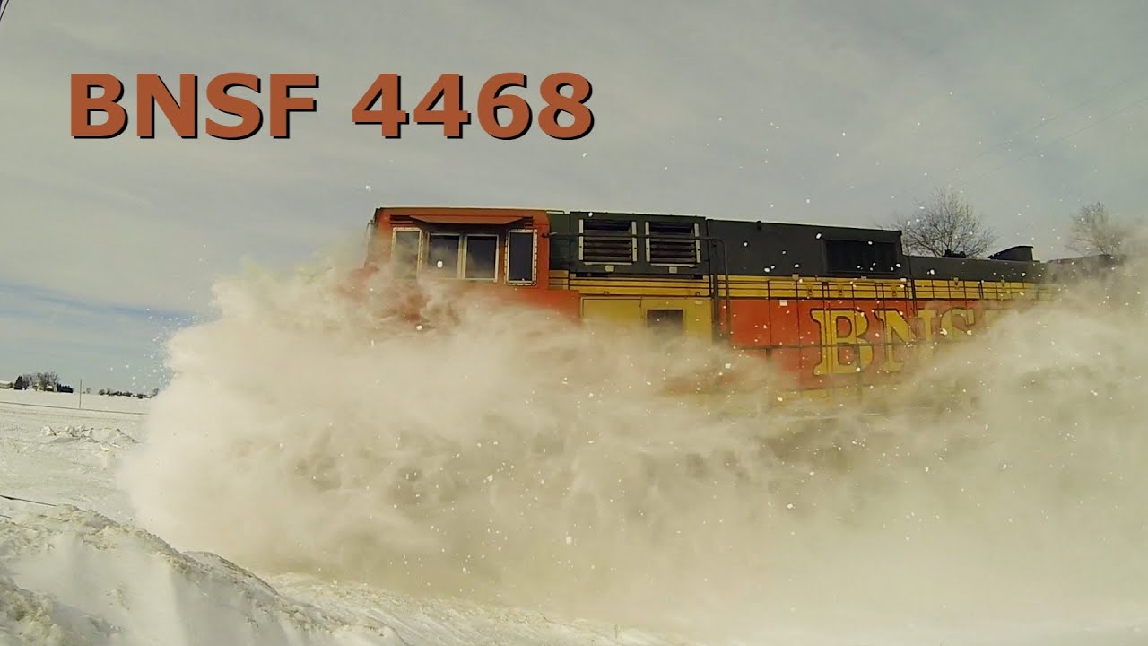 BNSF 4468 West - Snow Blast - Alternate Views on 3-2-2014 - YouTube
