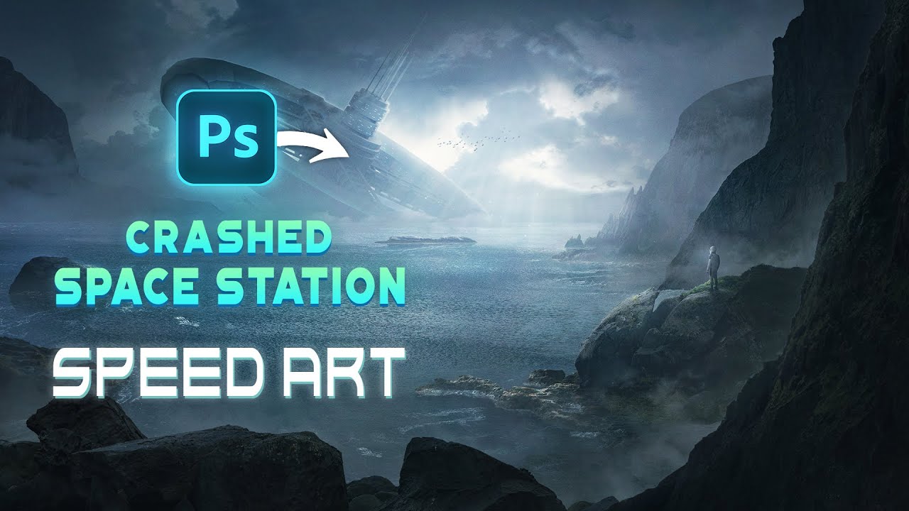 Create a CRASHED SPACE STATION in Photoshop - YouTube