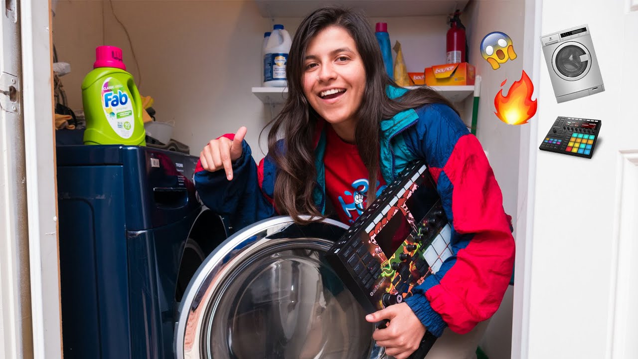 GIRL MAKES BEAT OUT OF WASHING MACHINE - YouTube
