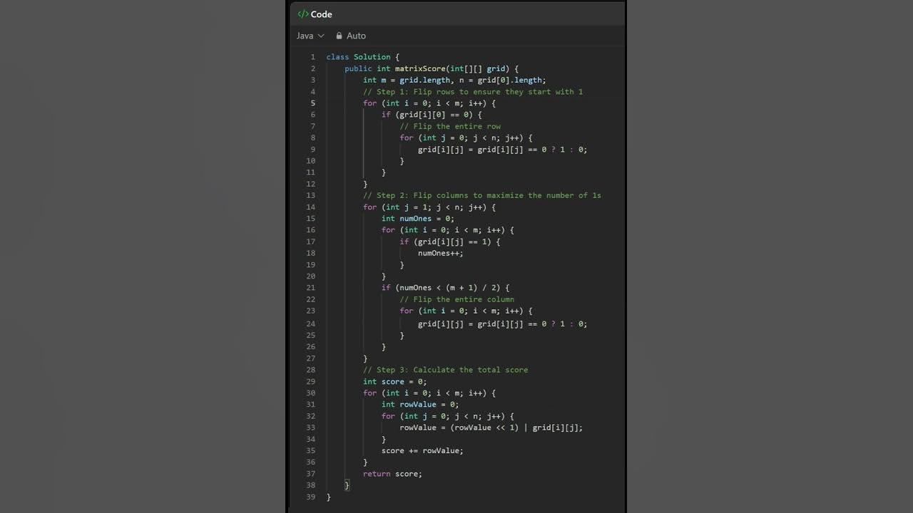 861 Score After Flipping Matrix - YouTube