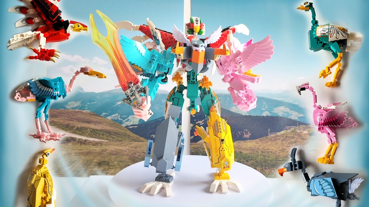 combiner sky knight 6in1 mech birds members combine lego mech robot ...