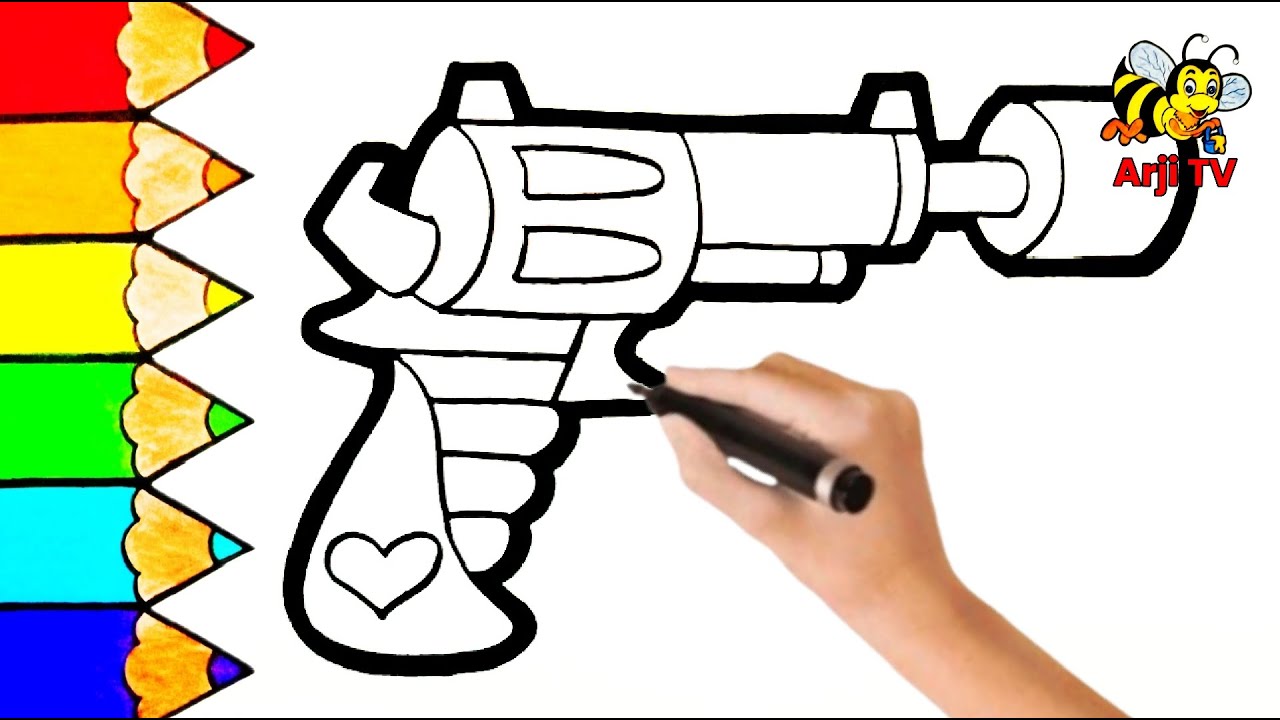 HOW TO DRAW CUTE AND EASY GUN || EASY DRAWING PAINTING COLORING FOR ...