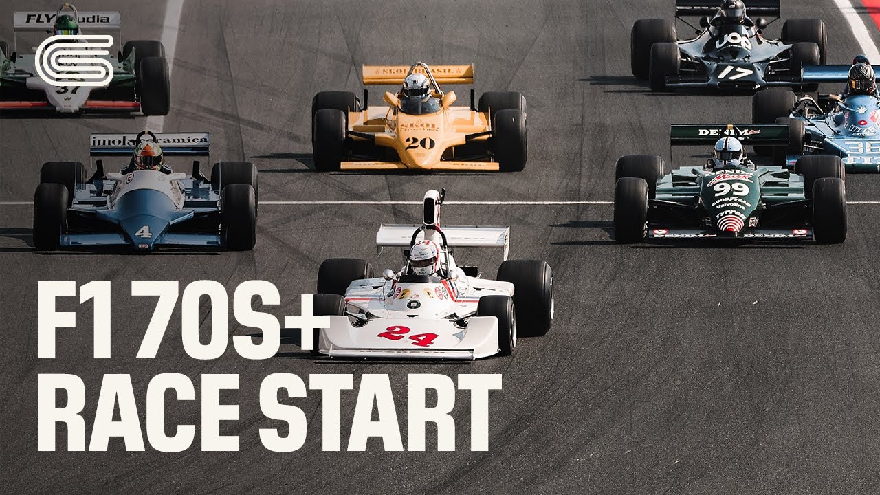 Formula 1 70S+ Race Start l Gulf Historic Dubai GP Revival - YouTube