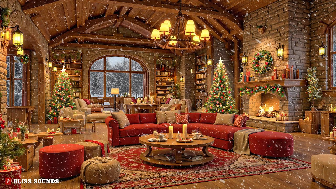 Relaxing Christmas Music Fireplace 🎄 Cozy Christmas Ambience Music 🔥 ...