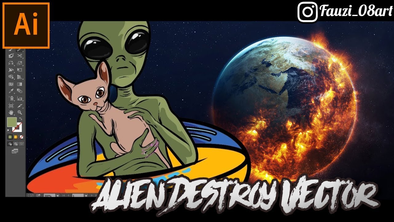 Draw the Alien Destroy the Earth !!!! Adobe illustrator #FAUZI08 - YouTube