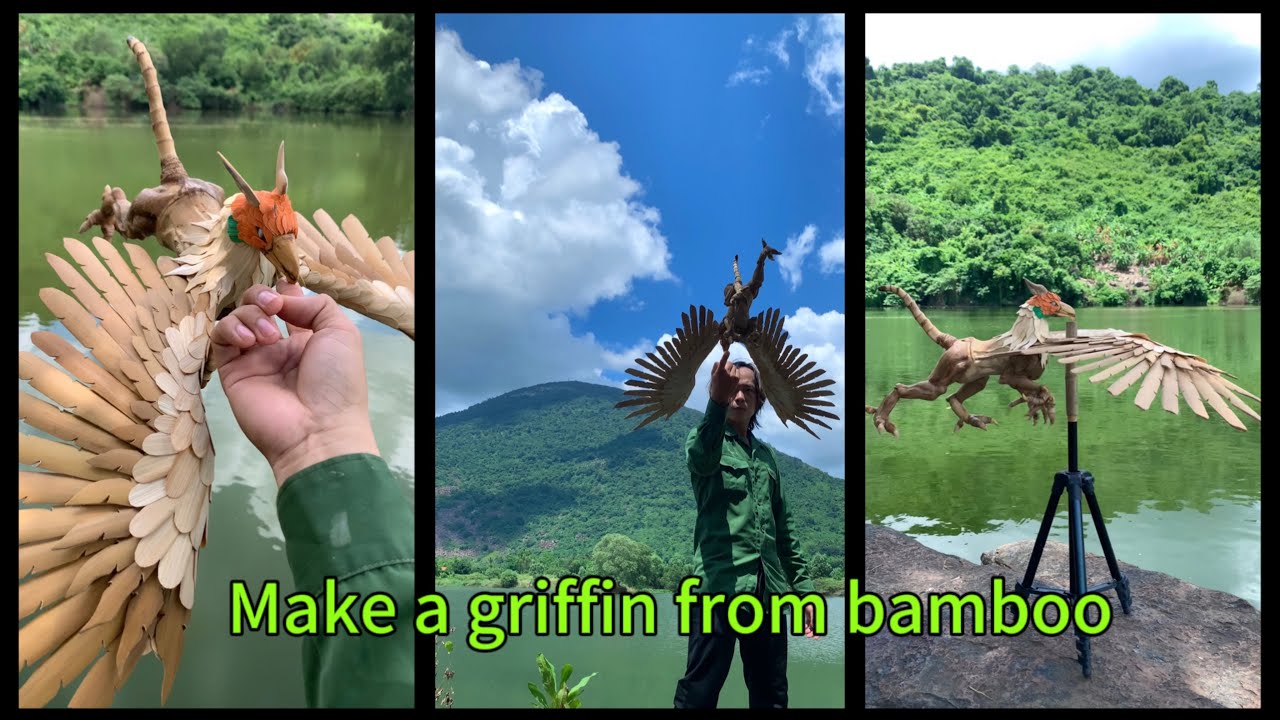 Sư tử đầu chim cân bằng làm trừ tre,Griffin made of bamboo balances ...