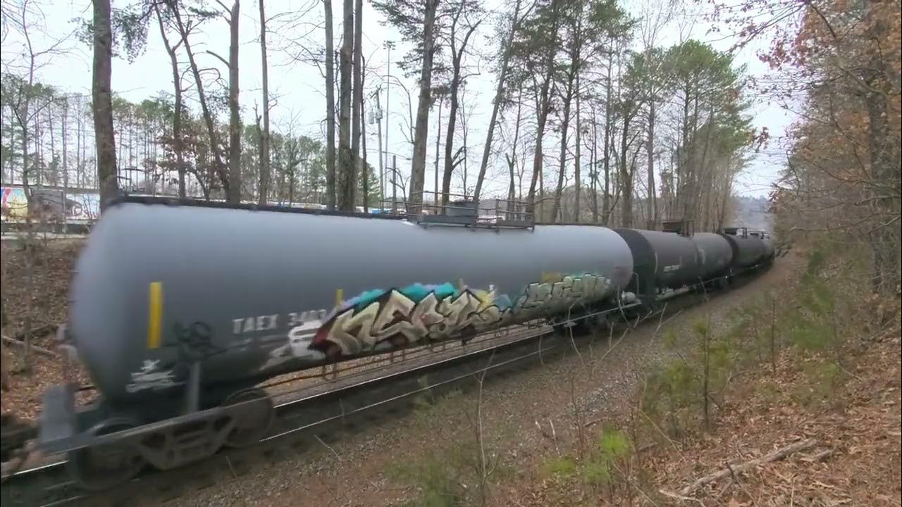 NS 4518 & 4622 slip through the cut in Collegedale with the southbound heavy grainer...NS 4507 ...