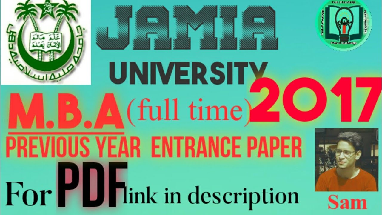 JMI MBA full time 2017 previous year entrance paper// JAMIA University ...
