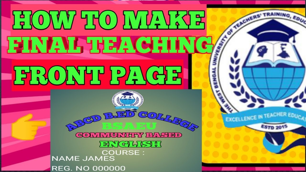 HOW TO MAKE PRACTICUM FRONT PAGE / HOW TO MAKE FRONT PAGE - YouTube