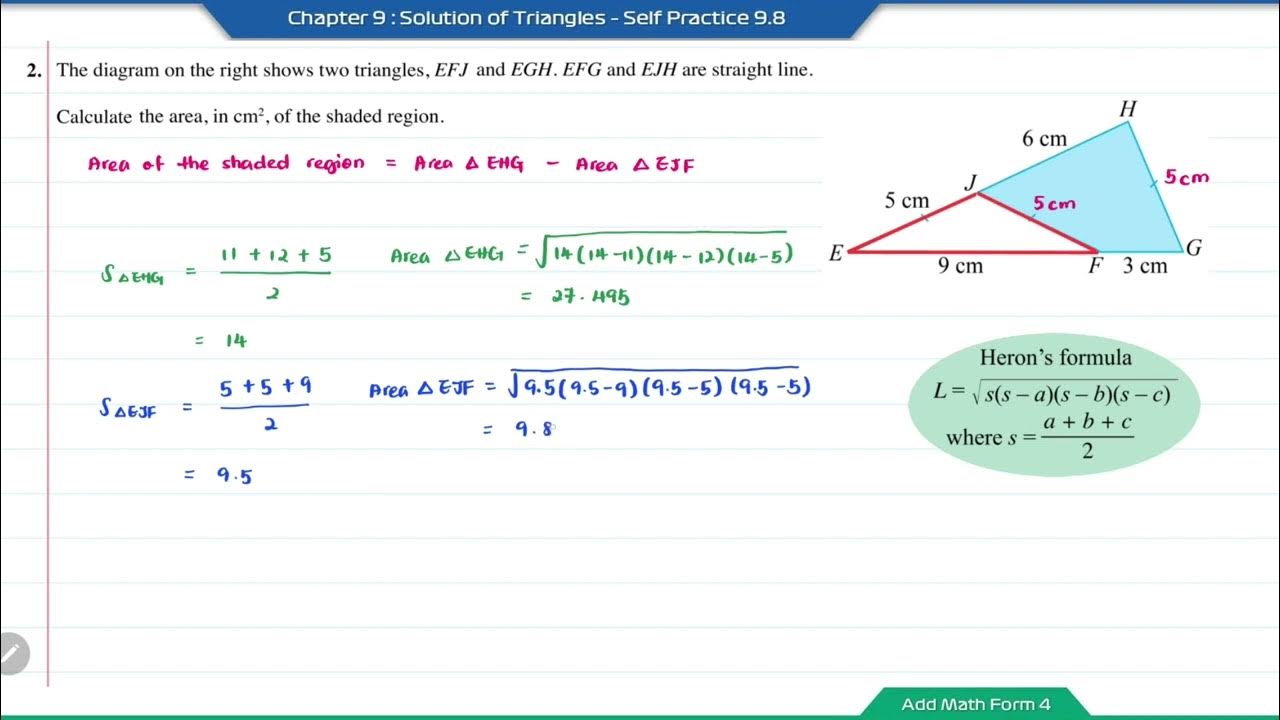 Add Math Form 4 - Chapter 9 : Solution of Triangles - Self Practice 9.8 ...