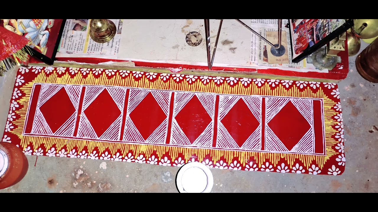 Mandir aipan design/mandir border design #viralvedio #diwaliaipan # ...