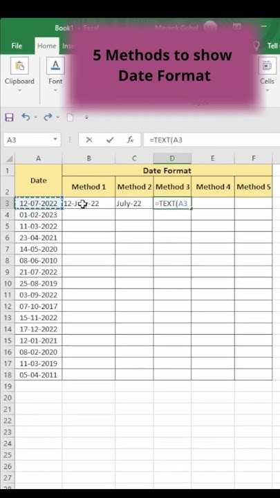 Excel Tutorial - 5 Easy Date Formatting Tricks in Excel 📊📝🗓️ - YouTube