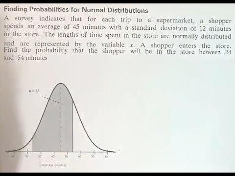 Statistics: Probability of Spending Time in Supermarket Using NormalCDF ...