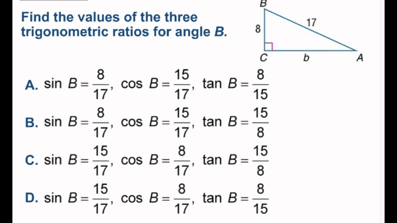 Algebra 10 8 Trigonometric Ratios Youtube