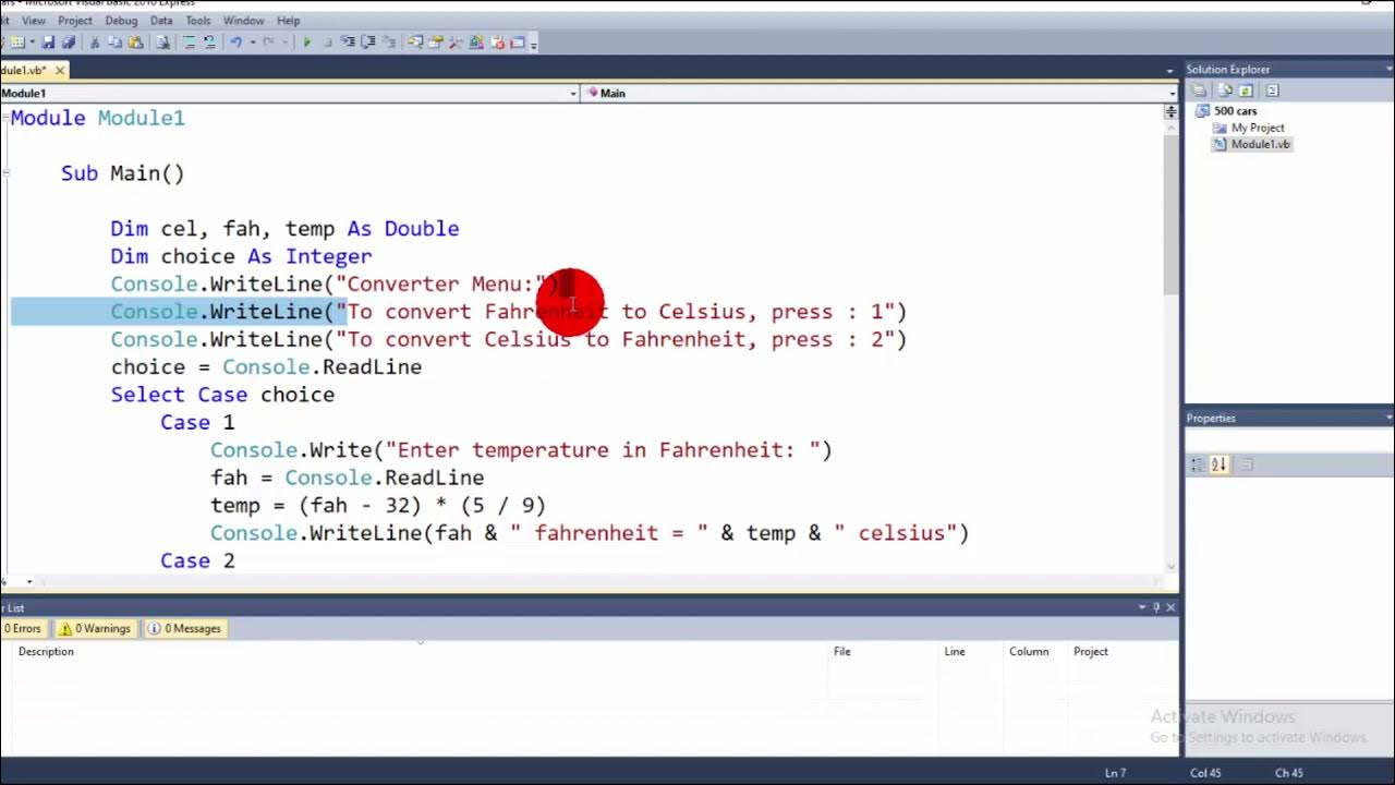 Conversion of temperature visual basic console program for beginners ...