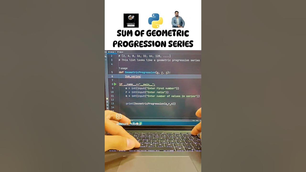 SUM OF GEOMETRIC PROGRESSION SERIES 🌟#gp #geometric #progression #youtubeshorts #sum #python ...