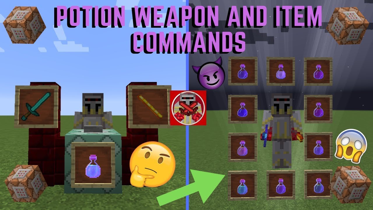 Command Block Tutorial 51 Potion Weapon And Item Commands In Minecraft 114 Youtube