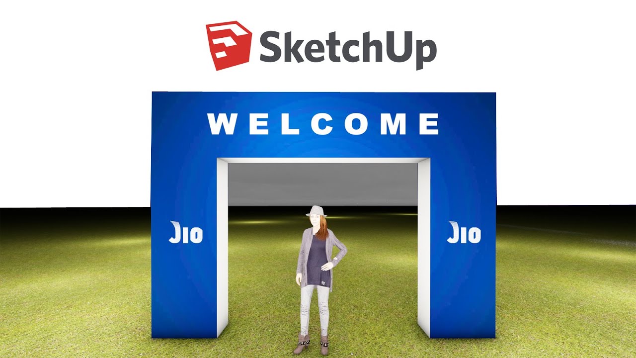 CARA DESAIN WELCOME GATE SEDERHANA DENGAN SKETCHUP - YouTube