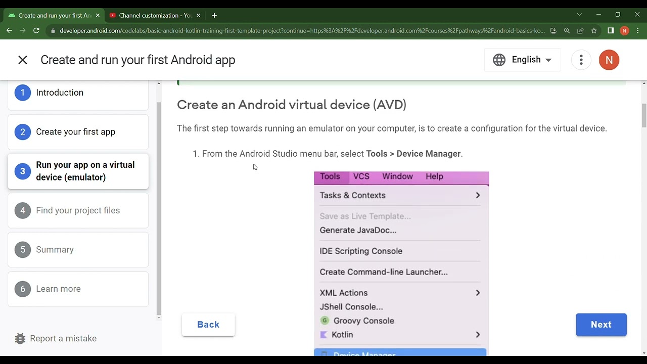 Android Kotlin Basics in Kotlin unit 1, pathway 2, lesson 3 create and run your first app - YouTube