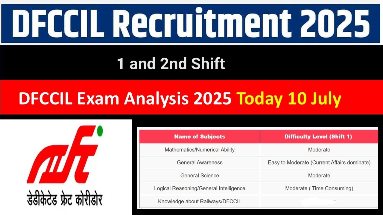 DFCCIL Exam Analysis 2025 Today 10 July 1 and 2nd Shift | DFCCIL Paper ...