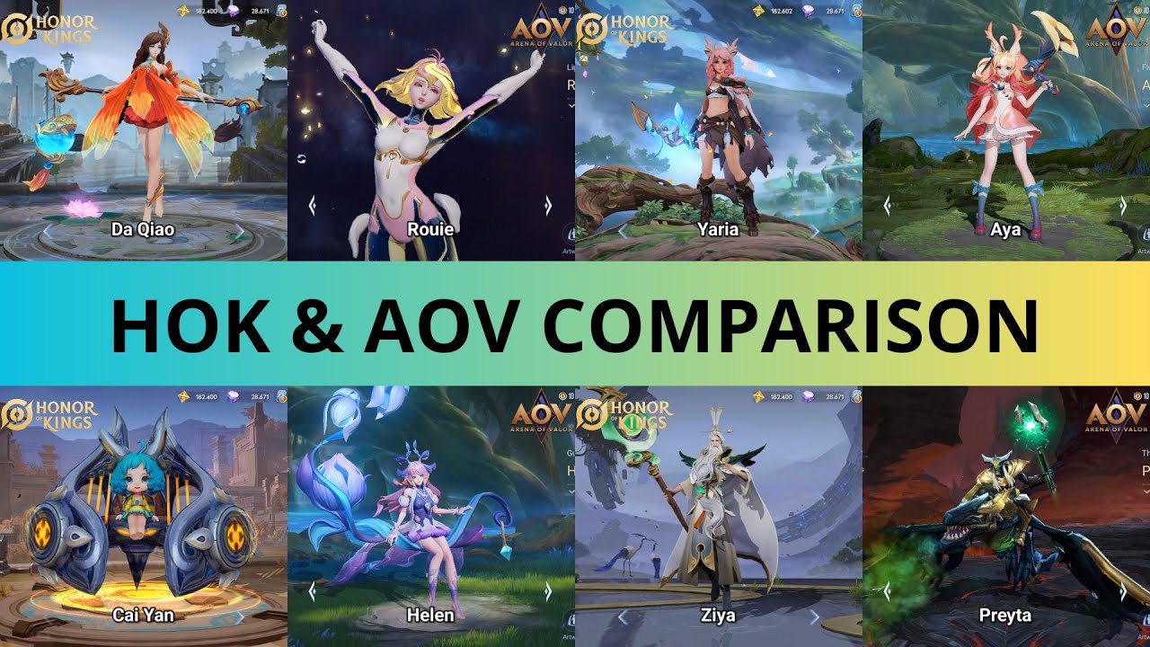 HOK & AOV SIDE BY SIDE COMPARISON: SUPPORT EDITION | HONOR OF KINGS ...