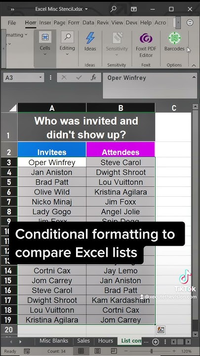 Excel tip to compare lists with conditional formatting - YouTube