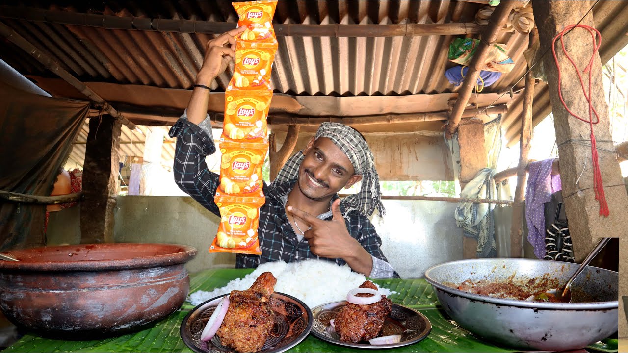 Lays Cripsy Fried Chicken,chicken Masala,white rice and chicken curry ...
