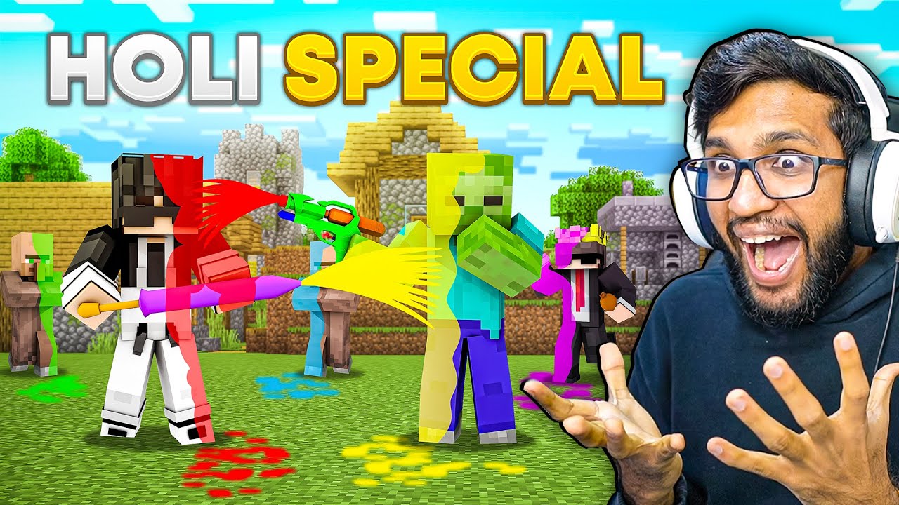 Playing Holi in Minecraft with Everyone ! (GONE RIGHT) - YouTube