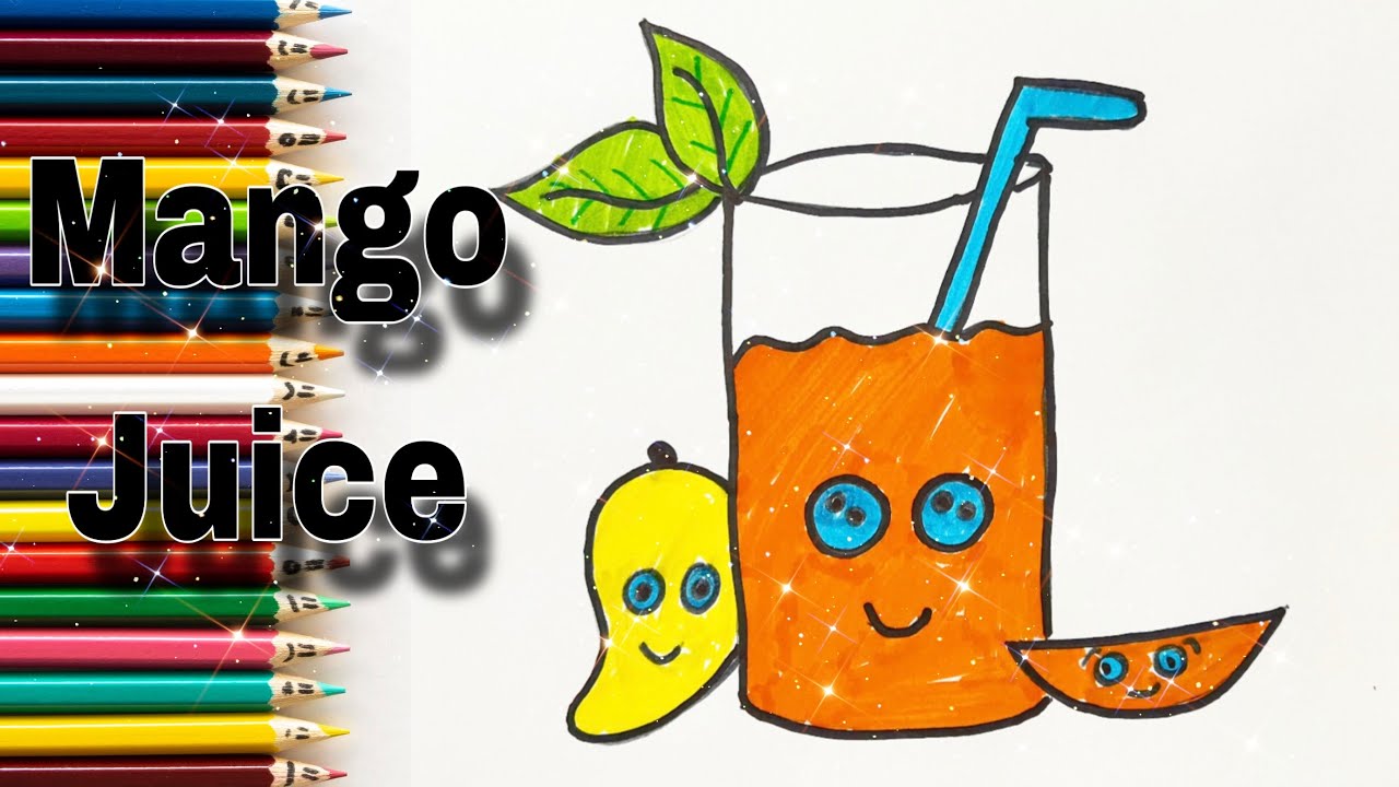 Mango Juice Drawing || How To Draw Mango Juice Drawing | Mango Drawing ...