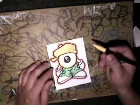 how to make a graffiti sticker (One Eye Character) - YouTube