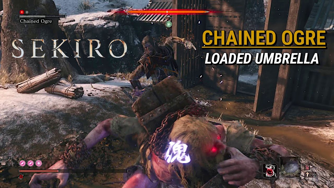 Sekiro - Chained Ogre with loaded umbrella (no Kuro's Charm) - YouTube