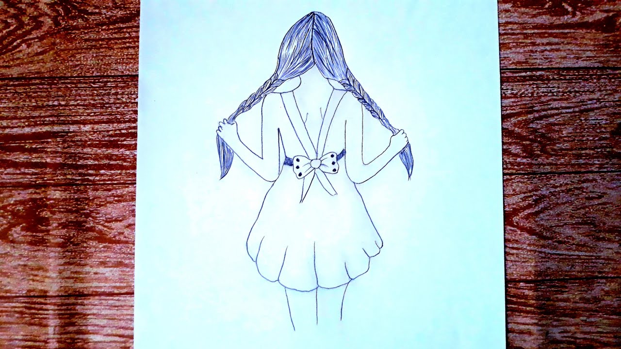 dwing of a girl with beautiful hair step by step/BAS drawing academy ...