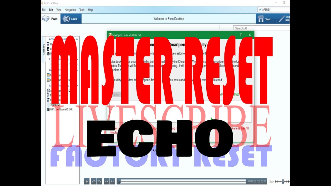 Master reset for Livescribe Echo (Factory Reset) - YouTube