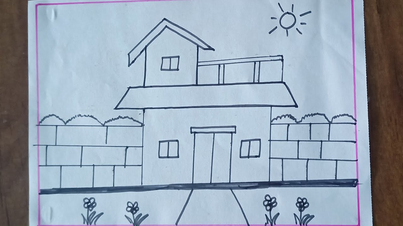 How to draw Home Easy Drawing|| Satp by Satp sample Home Drawing|| # ...