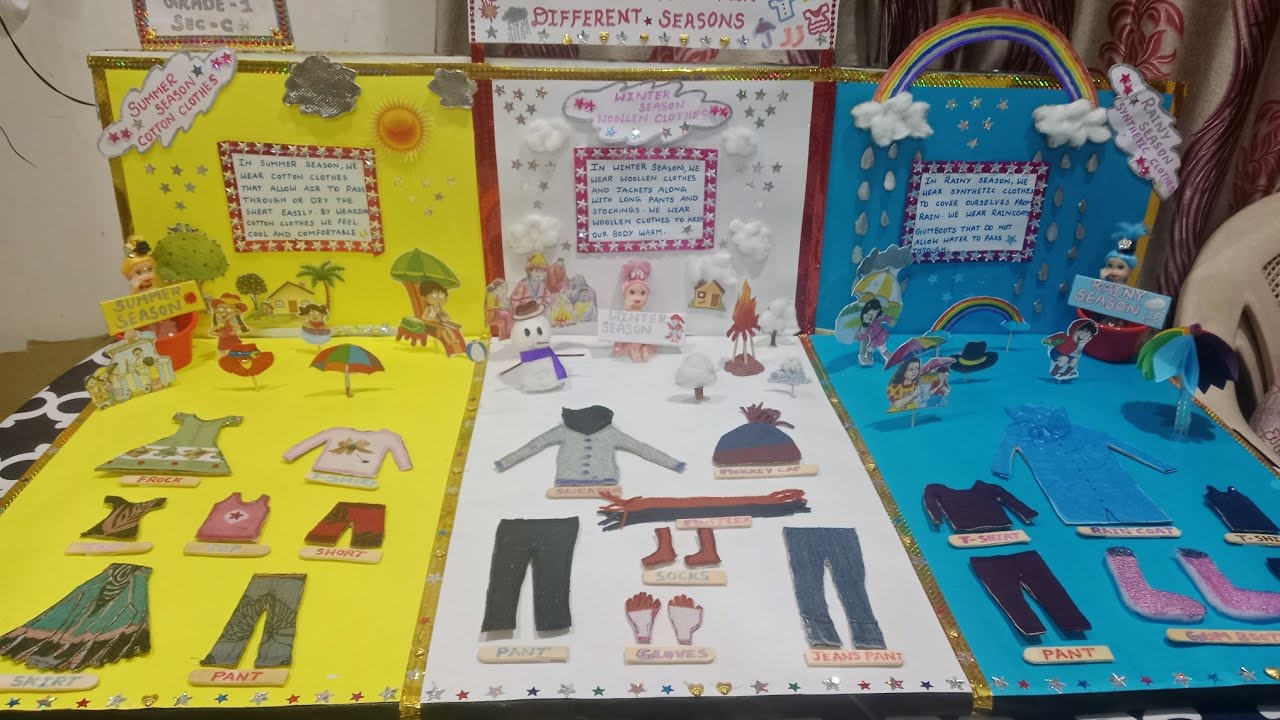 CLOTHES WE WARE IN DIFFERENT SEASONS 🌞🌧️⛄🌫️ SCHOOL PROJECT - YouTube